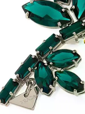 Prada Metal Brooch With Crystals - Silver