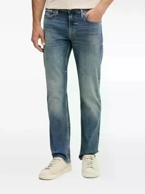 Guess Logo-patch Straight-leg Jeans - Blue