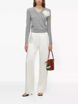 SELF-PORTRAIT Flower Wool Jumper - Grey