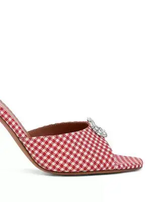 Amina Muaddi Mini Camelia Gingham Heeled Sandals - Red