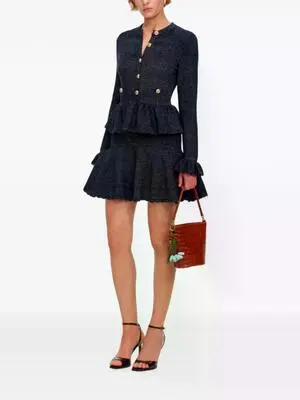 SELF-PORTRAIT Navy Textured-knit Mini Dress