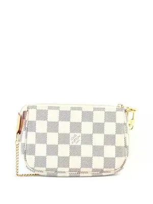 LOUIS VUITTON Pochette Accessoires Damier Mini Clutch Bag - White