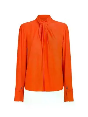 Patrizia Pepe Pleated High-neck Blouse - Orange