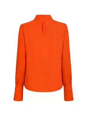 Patrizia Pepe Pleated High-neck Blouse - Orange