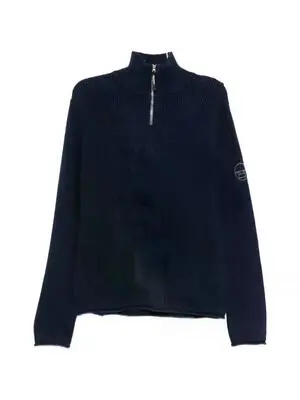 MURPHY&NYE Ribbed-knit Quarter-zip Sweater - Blue