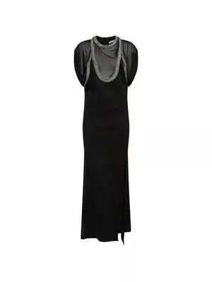 Attico Rhinestone-embellished Layered-effect Maxi Dress