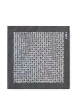 BOSS Geometric-print Pocket Square - Grey