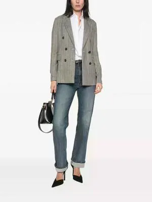 CIRCOLO 1901 Herringbone-pattern Double-breasted Jacket