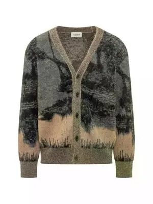 LANEUS Landscape-pattern V-neck Cardigan