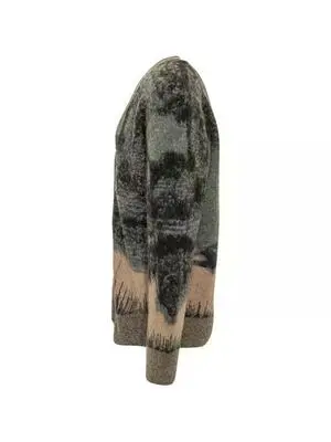 LANEUS Landscape-pattern V-neck Cardigan