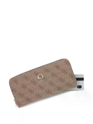 Guess Monogram-print Zip-around Wallet - Neutrals