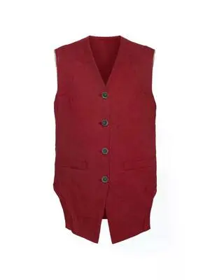 MULLER OF YOSHIOKUBO V-neck Curved-hem Vest - Red