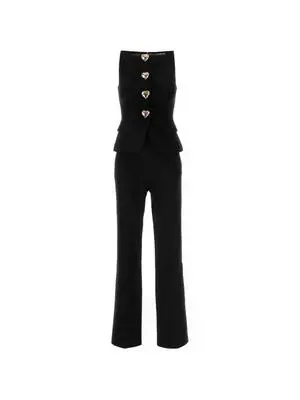 SELF-PORTRAIT Wool Crepe Jumpsuit - Black