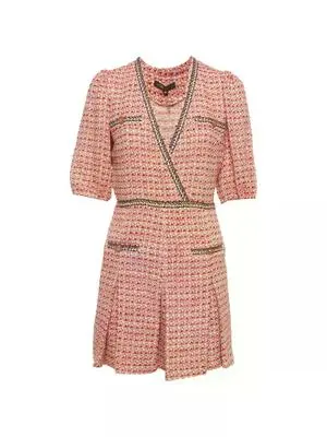 Maje Pleated Tweed Mini Dress