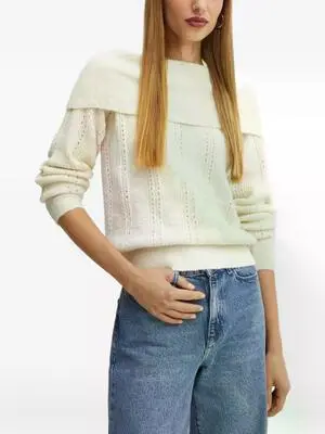 SILVIAN HEACH Rojas Pointelle-knit Off-shoulder Sweater