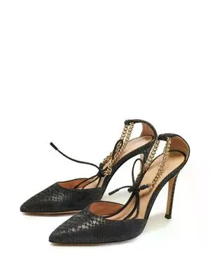 GIANVITO ROSSI Snakeskin-embossed Ankle-tie Pumps