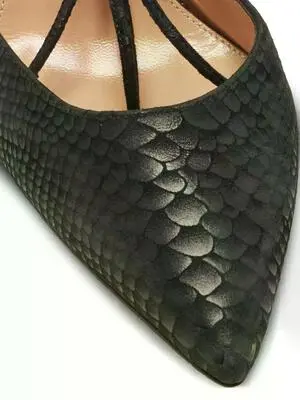 GIANVITO ROSSI Snakeskin-embossed Ankle-tie Pumps