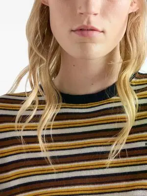 Prada Short-sleeved Striped Cashmere Sweater