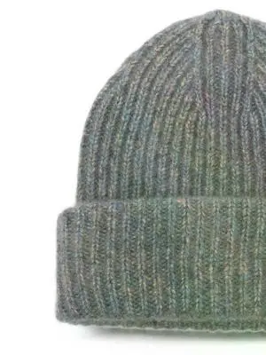 Soft Goat Marled Ribbed-knit Beanie Hat - Grey