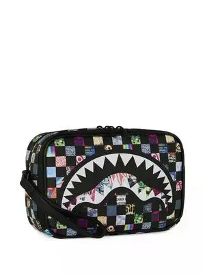 SPRAYGROUND Sharkverse Universe Checkered Wash Bag - Black