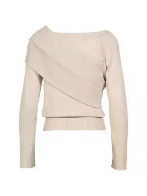 BOHEMSEO One-shoulder Ribbed Sweater