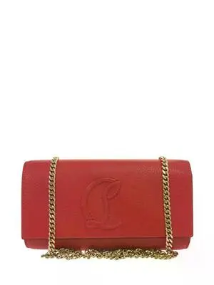 CHRISTIAN LOUBOUTIN 2000-2026 Grained Calfskin My Side Wallet On Chain Crossbody Bag - Red
