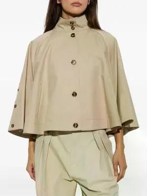 Max Mara Water-repellent Loose-fit Gabardine Cape Stone