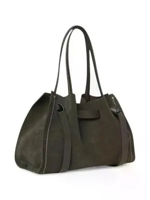 VISONA` Visona Vittoria Suede Contrast-stitch Shoulder Bag
