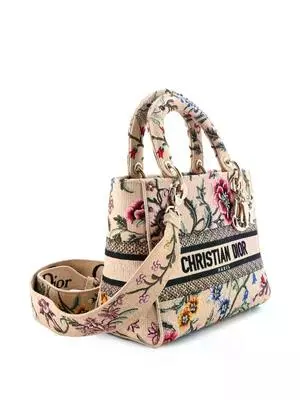 Dior Lady D-lite Embroidered Raffia Medium Satchel - Neutrals