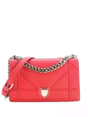 Dior Diorama Flap Bag Grained Calfskin Small Crossbody Bag - Red