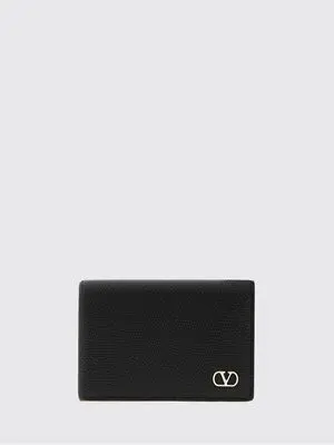 Valentino Garavani Vlogo Signature Grained Leather Bifold Card Holder - Black