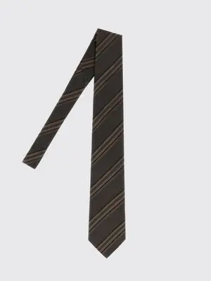 Brunello Cucinelli Brunello Cucinelli Regimental Pure Silk Tie With Logo Loop Hazel