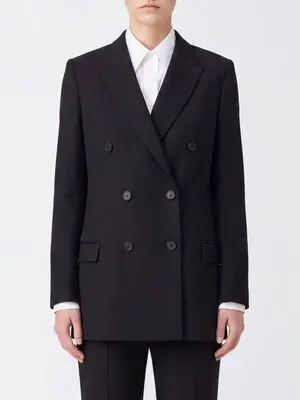 MAISON MARGIELA Double-breasted Pure Wool Blazer With Notched Lapels And Dropped Shoulders - Black