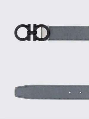 FERRAGAMO Reversible Leather Belt With Gancini Buckle - Black