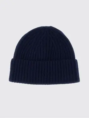 LISA YANG Ribbed 100% Cashmere Beanie Hat With Turn-up Cuff - Blue