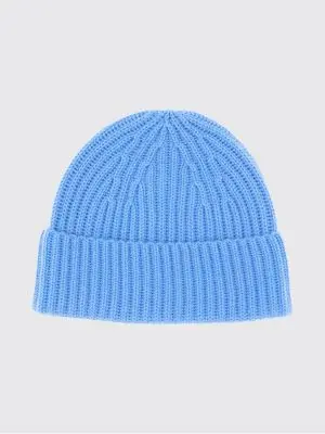 LISA YANG Ribbed 100% Cashmere Beanie Hat With Turn-up Cuff - Sky
