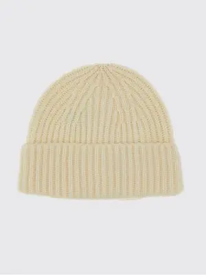 LISA YANG Ribbed 100% Cashmere Beanie Hat With Turn-up Cuff - White