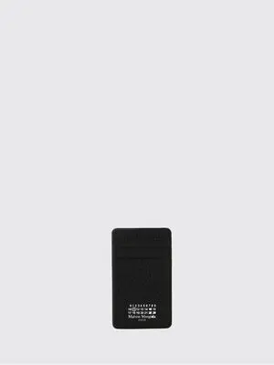 MAISON MARGIELA Grained Leather Card Holder With Contrast Logo - Black