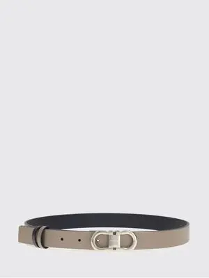 FERRAGAMO Leather Belt With Gancini Buckle - Grey