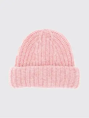 LISA YANG Ribbed 100% Cashmere Beanie Hat With Turn-up Cuff - Pink