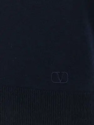 Valentino Garavani Slim Fit Crewneck Sweater In 100% Virgin Wool - Navy