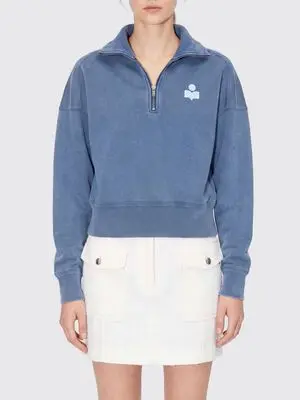 Isabel Marant Étoile High-neck Sweatshirt In Cotton With Half-zip - Blue