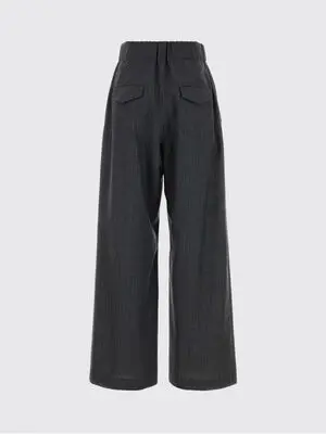 JIL SANDER Striped Wool Palazzo Pants With High Logo Waistband