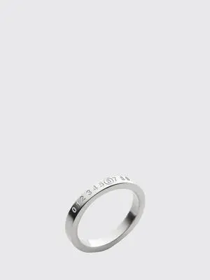 MAISON MARGIELA Engraved Numeric Logo Band Ring In Chrome-plated Brass