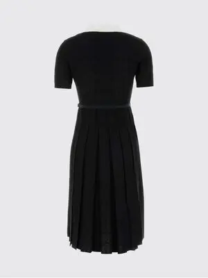 Tory Burch Pleated Knit Midi Shirt Dress With Belt