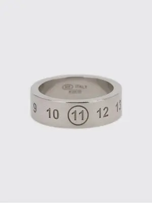 MAISON MARGIELA Engraved Numeric Logo Band Ring In 925 Sterling - Silver