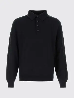 TOM FORD Long-sleeved Wool Knit Polo Shirt With Ribbed Trims