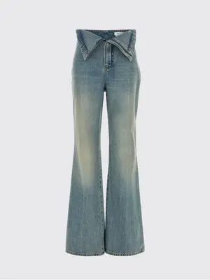 Alexander McQueen High-waisted Flared Jeans In Cotton Denim With Distressed Effect