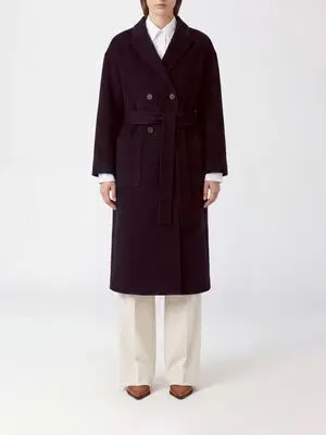 ANINE BING Double-breasted Long Coat In Wool And Cashmere Blend With Belt