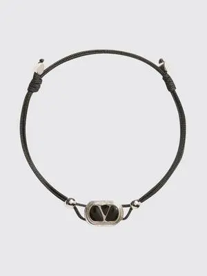 Valentino Garavani Vlogo Signature Cotton Bracelet With Drawstring Closure - Black